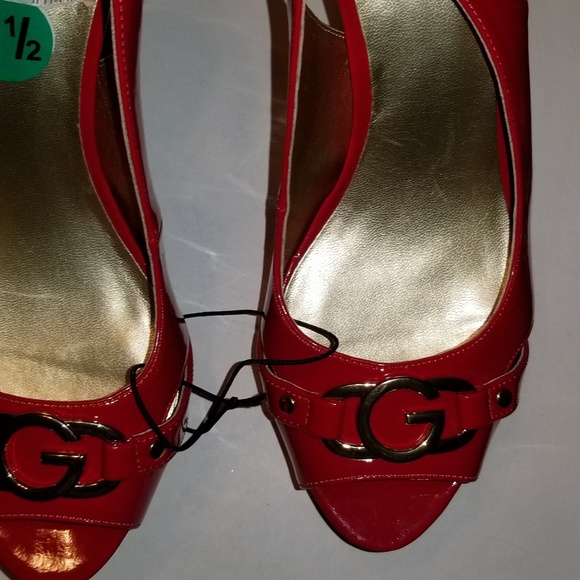 Shoes | Guess Red Shoes Gold Logo | Poshmark